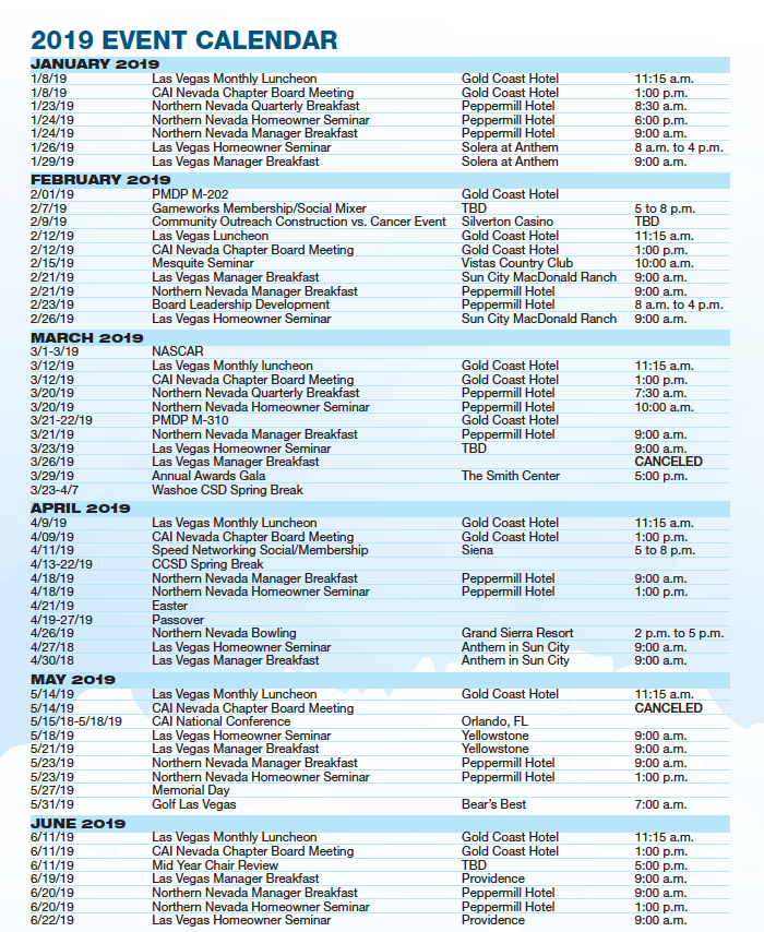 CAI Nevada Chapter - CAI NV Education and Event Calendar